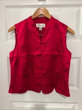 Casual Corner | Tops | Casual Corner Sleeveless Silk Buttonfront Vest ...
